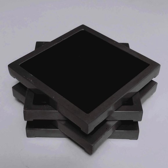 Kitchen | Set Of 4 Steel Framed Matte Black Tile Coasters With Nonskid ...